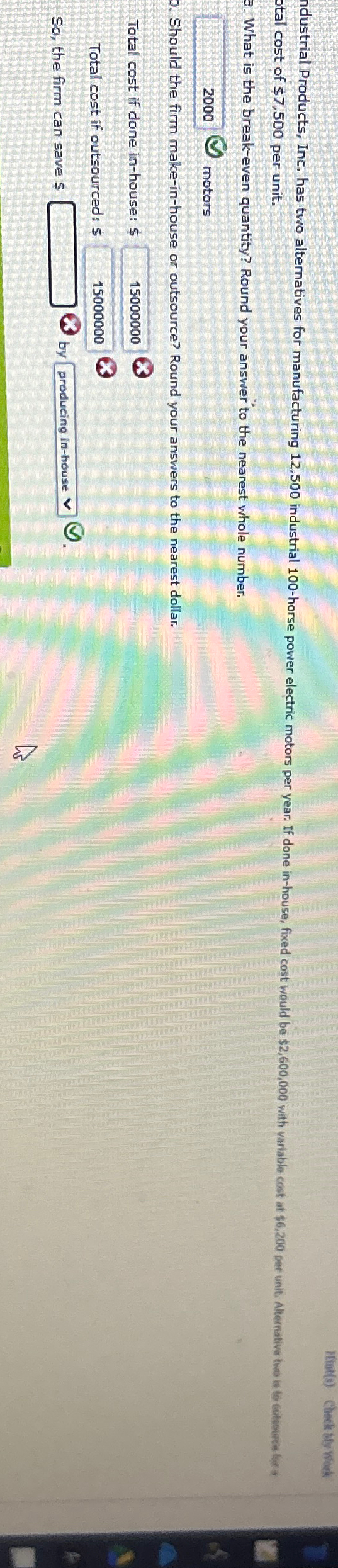 Solved Hint(s) ﻿Cleckmbwathotal cost of $7,500 ﻿per | Chegg.com