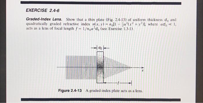 Graded-Index Lens. Show that a thin plate (Fig. | Chegg.com