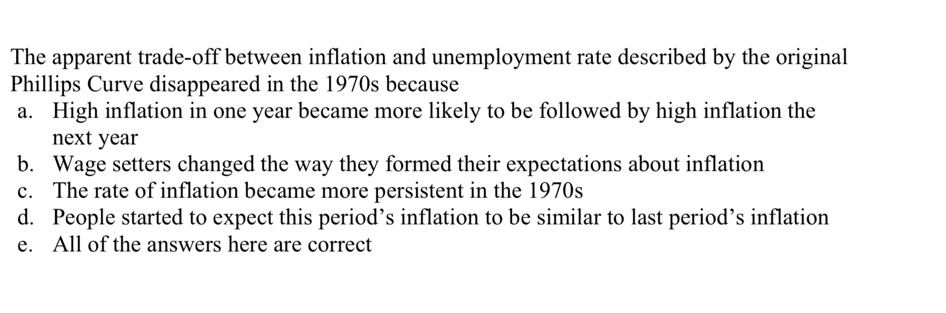Solved The apparent trade-off between inflation and | Chegg.com