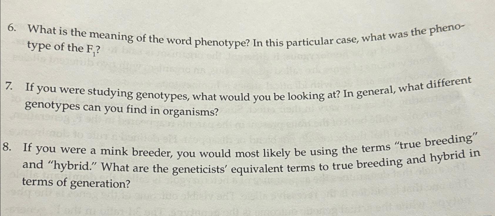 Solved What is the meaning of the word phenotype? In this | Chegg.com