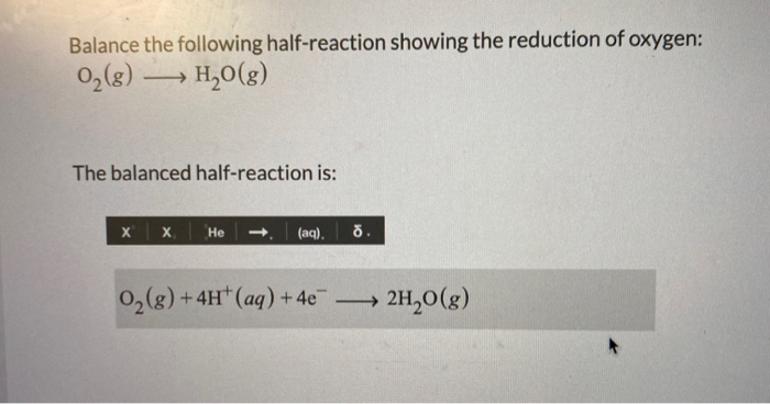 Solved Balance the following half-reaction showing the | Chegg.com