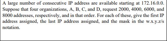 Solved A large number of consecutive IP address are | Chegg.com