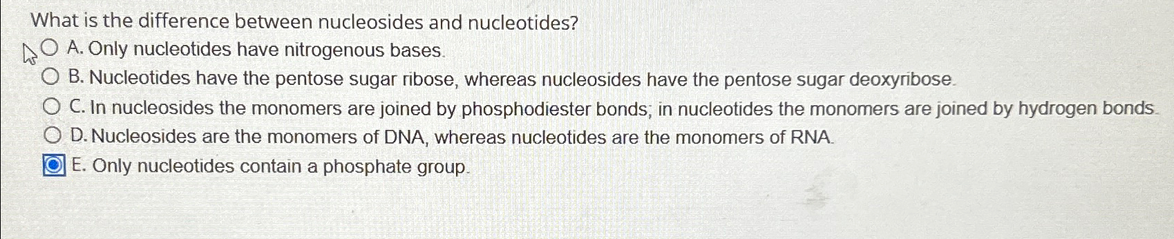 Solved What is the difference between nucleosides and | Chegg.com