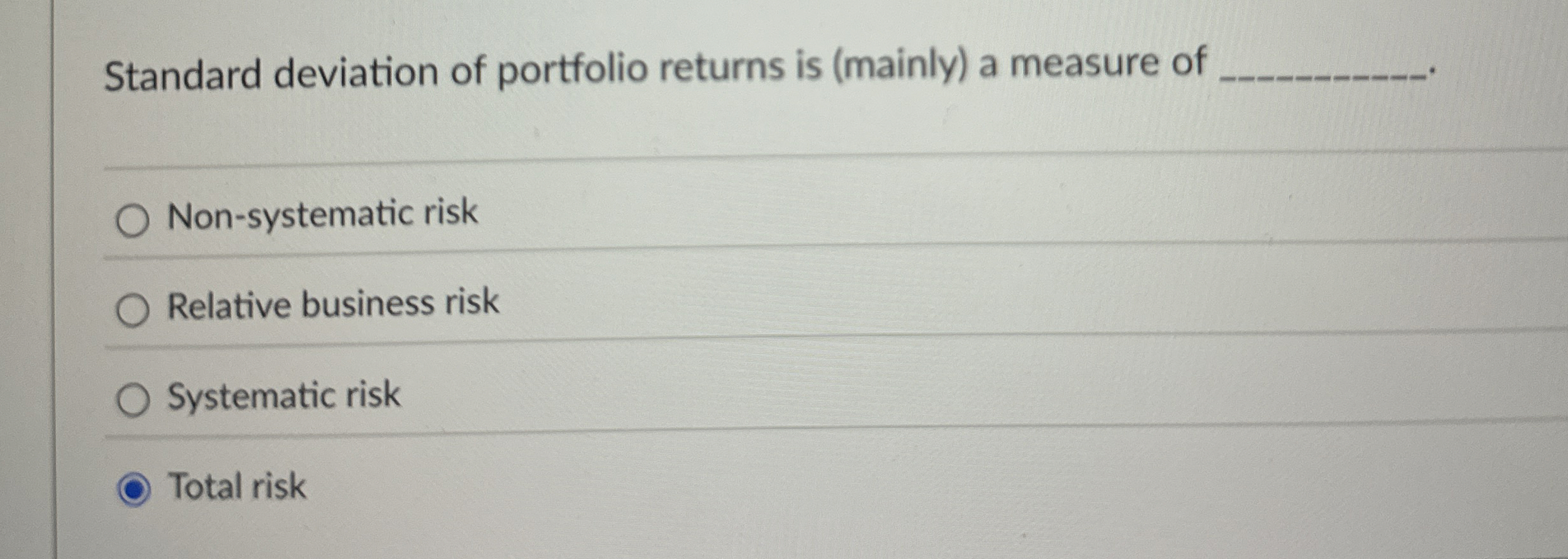 Solved Standard deviation of portfolio returns is (mainly) | Chegg.com