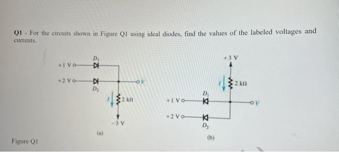 Solved Q1 - For the circuits shown in Figure Q1 using ideal | Chegg.com