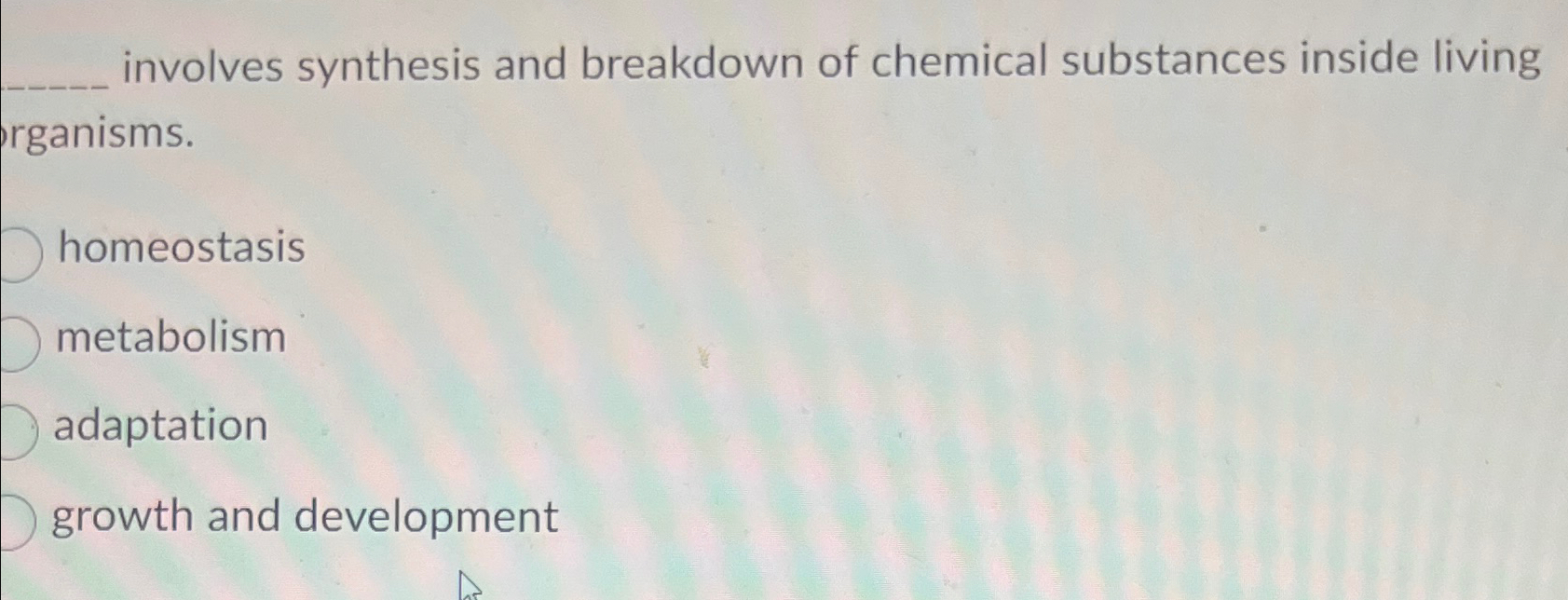 Solved involves synthesis and breakdown of chemical | Chegg.com