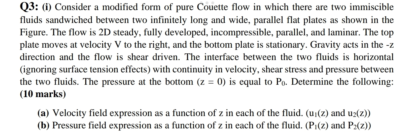 Solved Q3: (i) ﻿Consider a modified form of pure Couette | Chegg.com