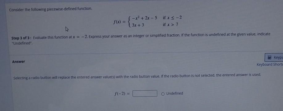Solved Consider the following piecewise-defined function. | Chegg.com
