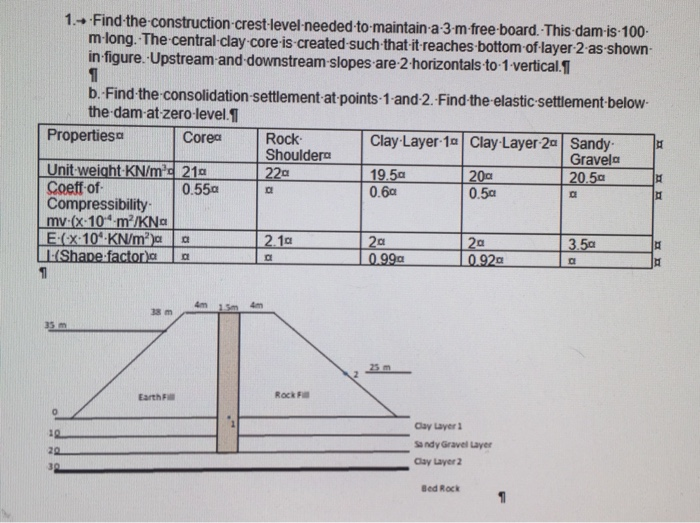 1. Find the construction crest-level needed to | Chegg.com