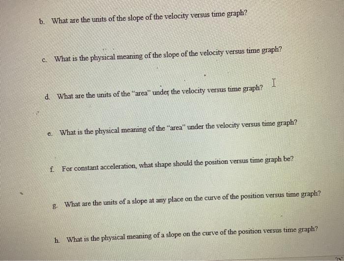 Solved B What Are The Units Of The Slope Of The Velocity Chegg solved-b-what-are-the-units-of-the-slope-of-the-velocity-chegg
