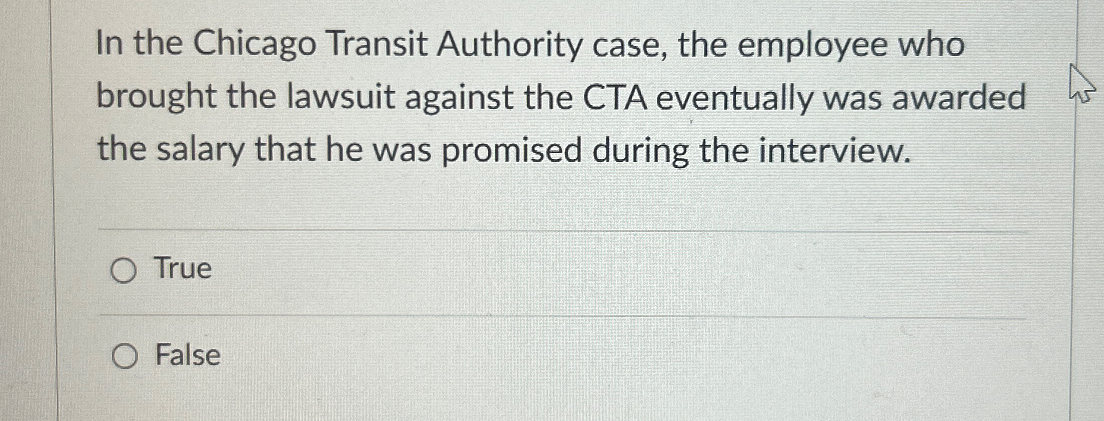 Solved In the Chicago Transit Authority case, the employee | Chegg.com