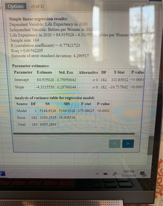 Solved a. What is the expected life expectancy in the United | Chegg.com