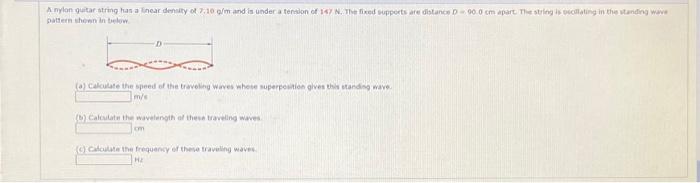 Solved A nylon guitar string has a linear density of 7.10 | Chegg.com