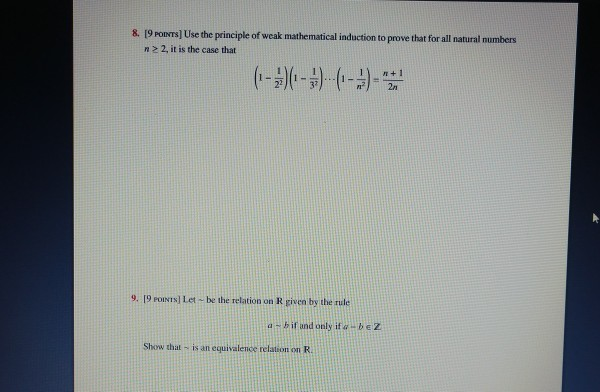 Solved 8. 19 Pors] Use the principle of weak mathematical | Chegg.com