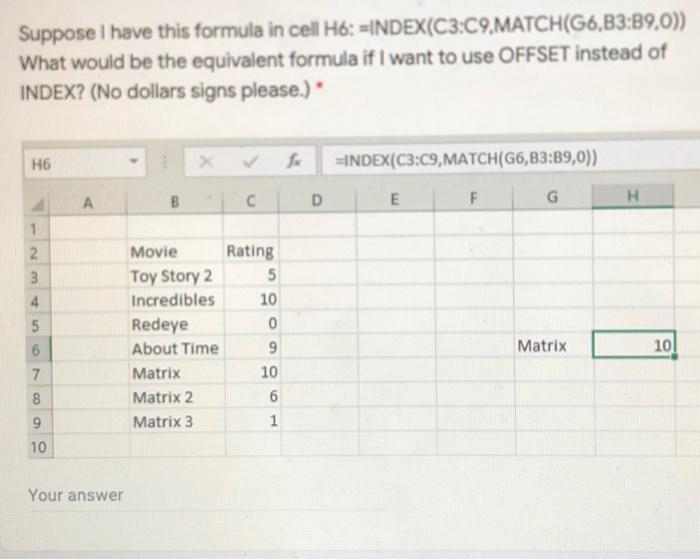 Solved Suppose I have this formula in cell H6: | Chegg.com