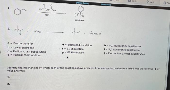 Solved a= Proton transfer b= Lewis acid/base c= Radical | Chegg.com
