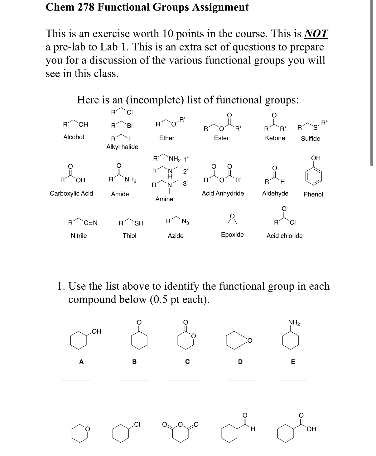 Solved Chem 278 ﻿Functional Groups AssignmentThis is an | Chegg.com