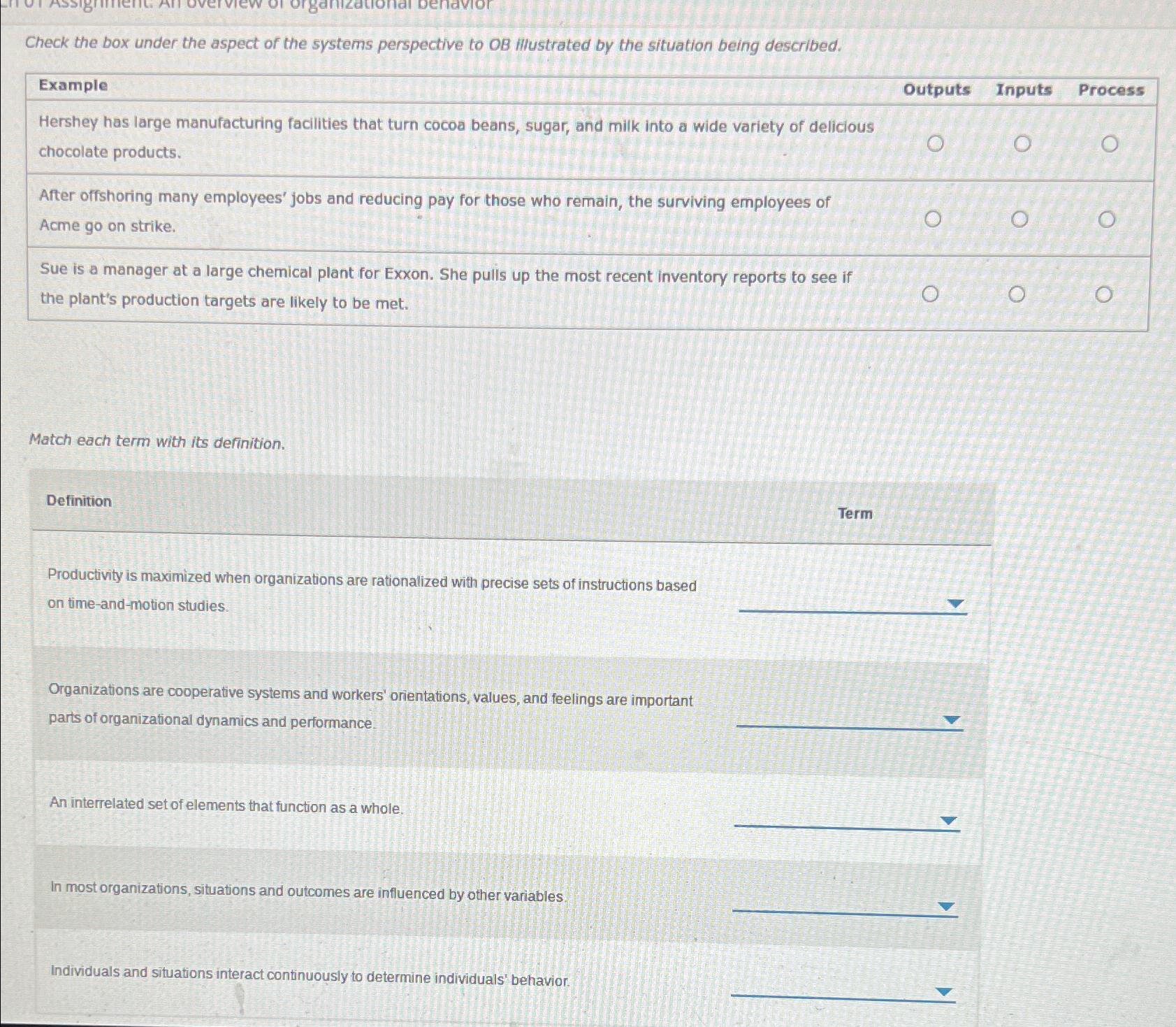 Solved Check the box under the aspect of the systems | Chegg.com