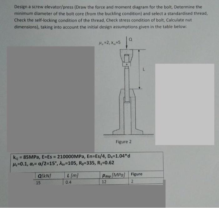 Solved Homework 3 Design a screw elevator/press (Draw the | Chegg.com