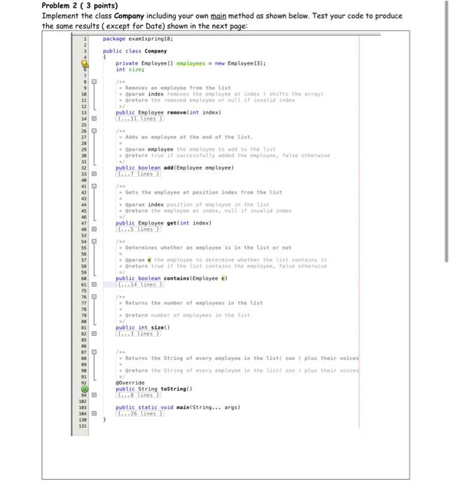 Problem 2 ( 3 points) Implement the class Company | Chegg.com