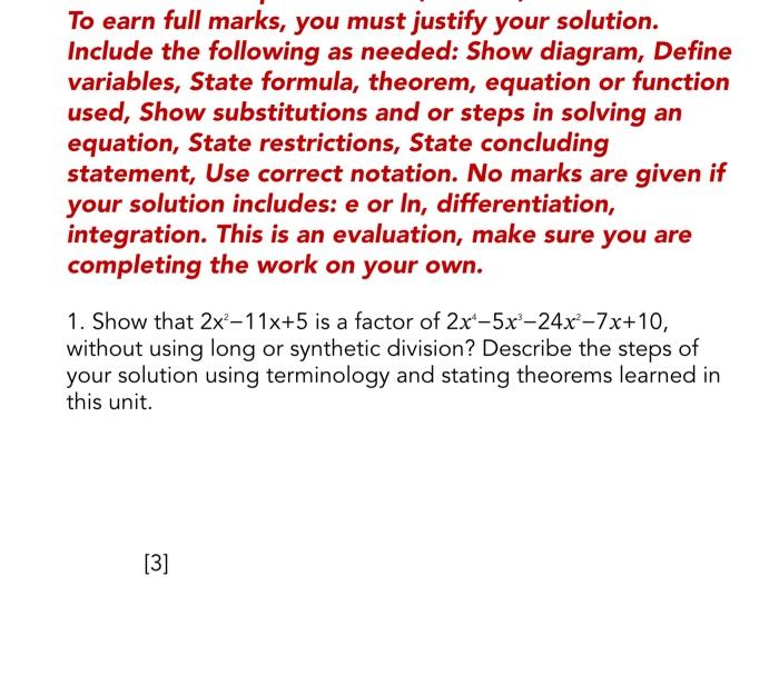 Solved To earn full marks, you must justify your solution. | Chegg.com