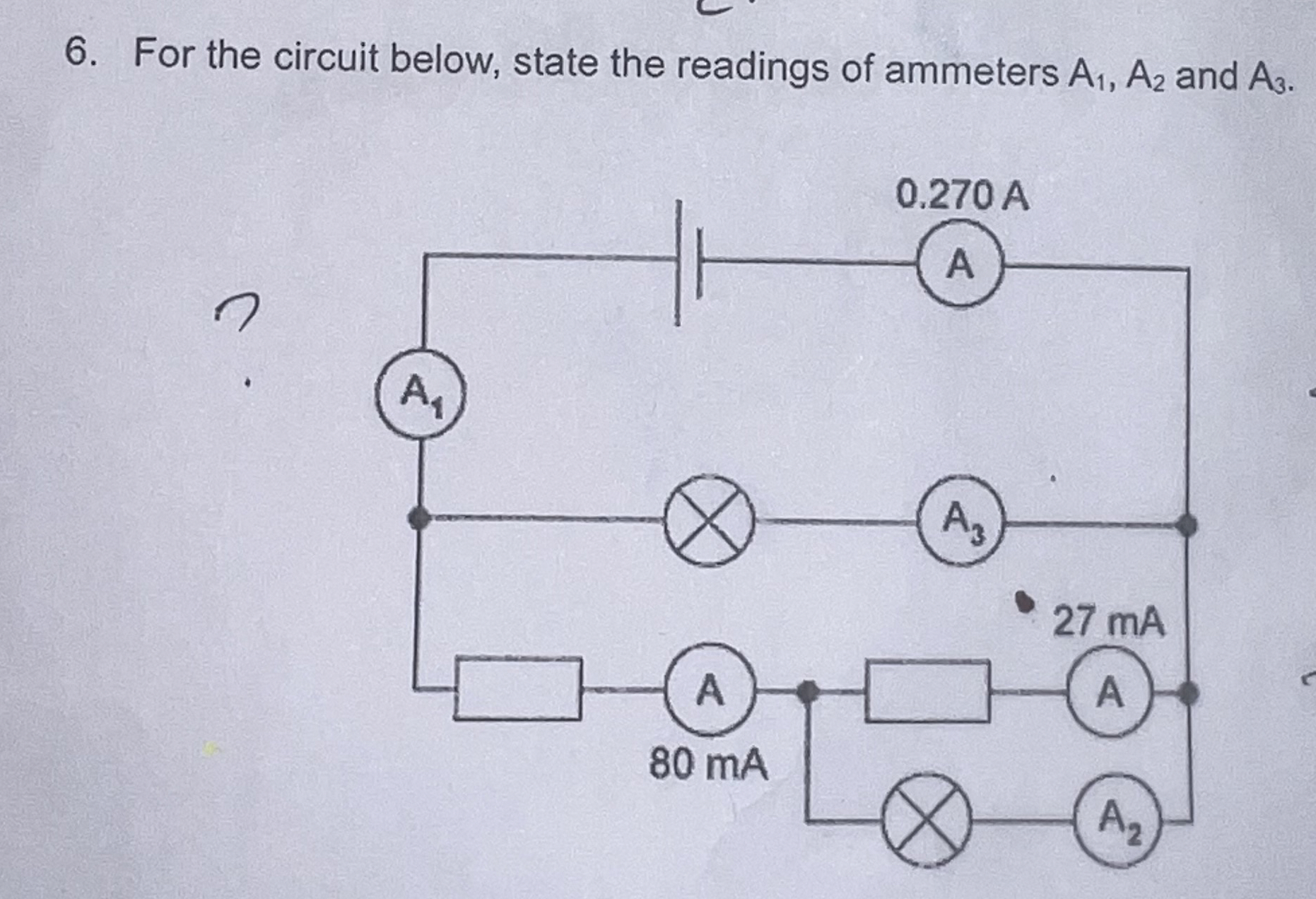 Solved For the circuit below, state the readings of ammeters | Chegg.com