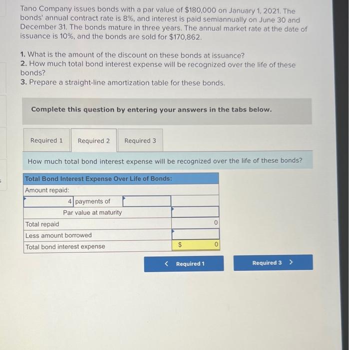 [Solved]: 5 Tano Company issues bonds with a par value of