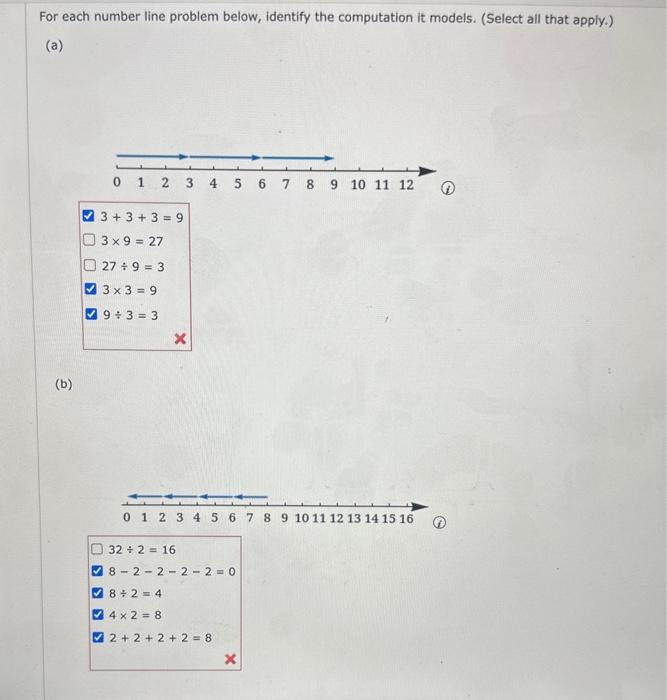 Solved For each number line problem below, identify the | Chegg.com