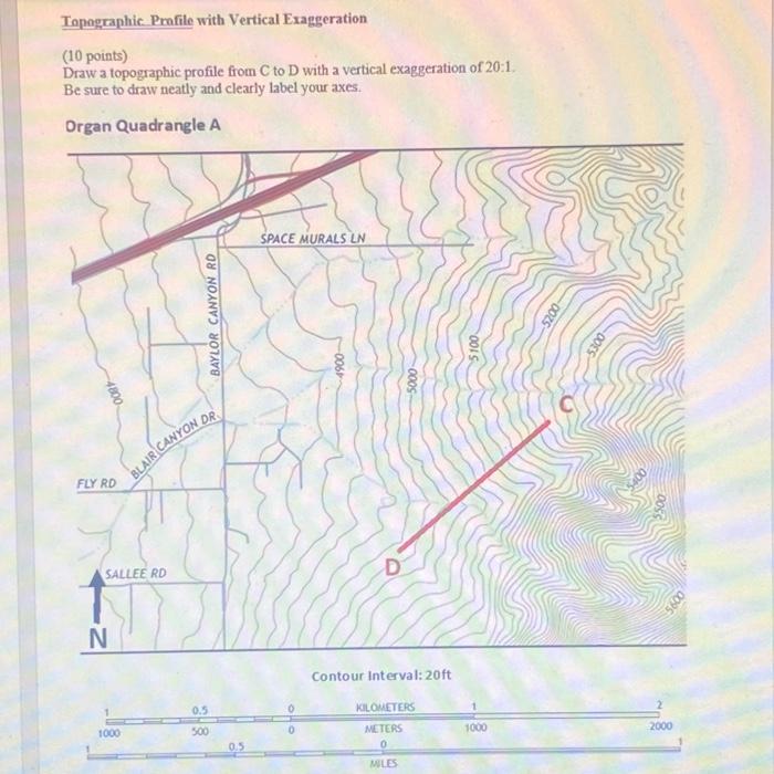 Solved Topographic. Profile with Vertical Exaggeration (10 | Chegg.com