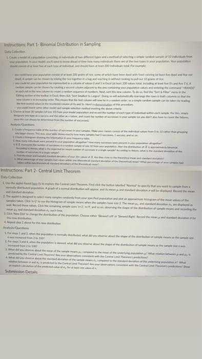 Instructions: Part 1- Binomial Distribution in | Chegg.com