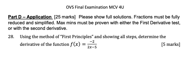 Solved OVS Final Examination MCV 4UPart D - ﻿Application [25 | Chegg.com