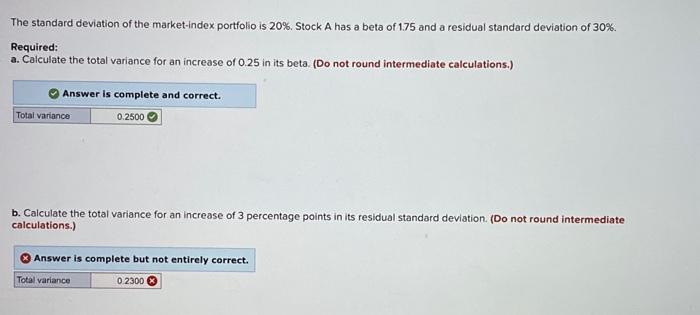 Solved The standard deviation of the market-index portfolio | Chegg.com