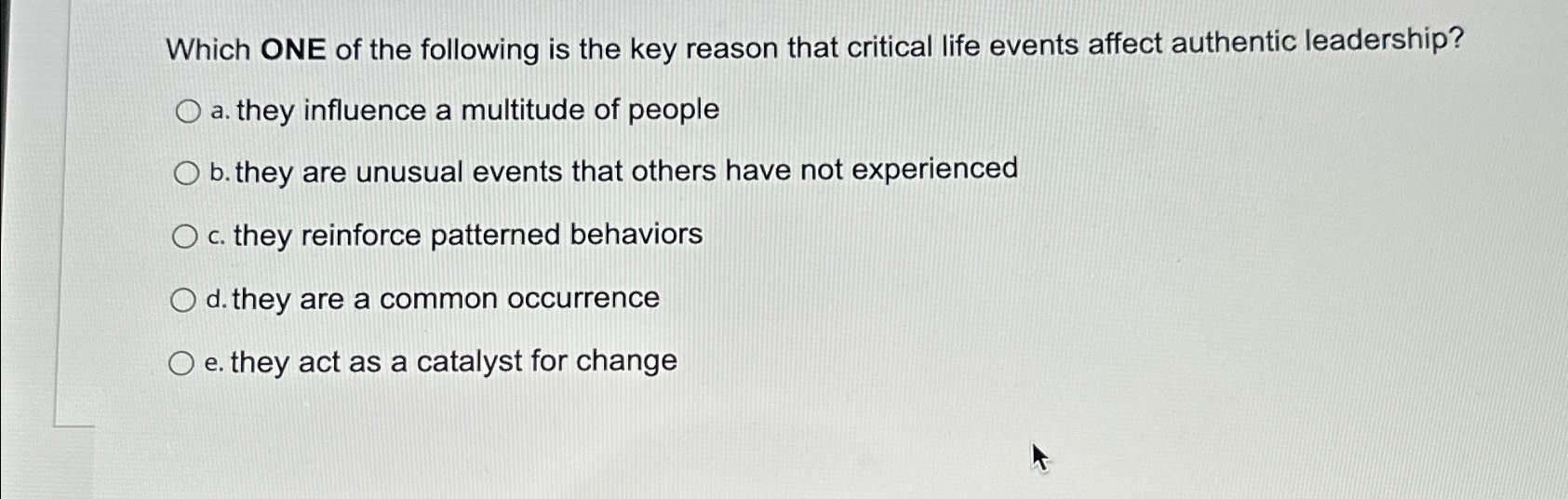 Solved Which ONE of the following is the key reason that | Chegg.com