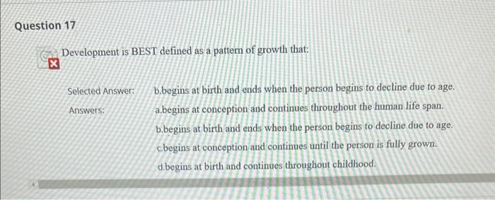 Solved Development is BEST defined as a pattern of growth | Chegg.com