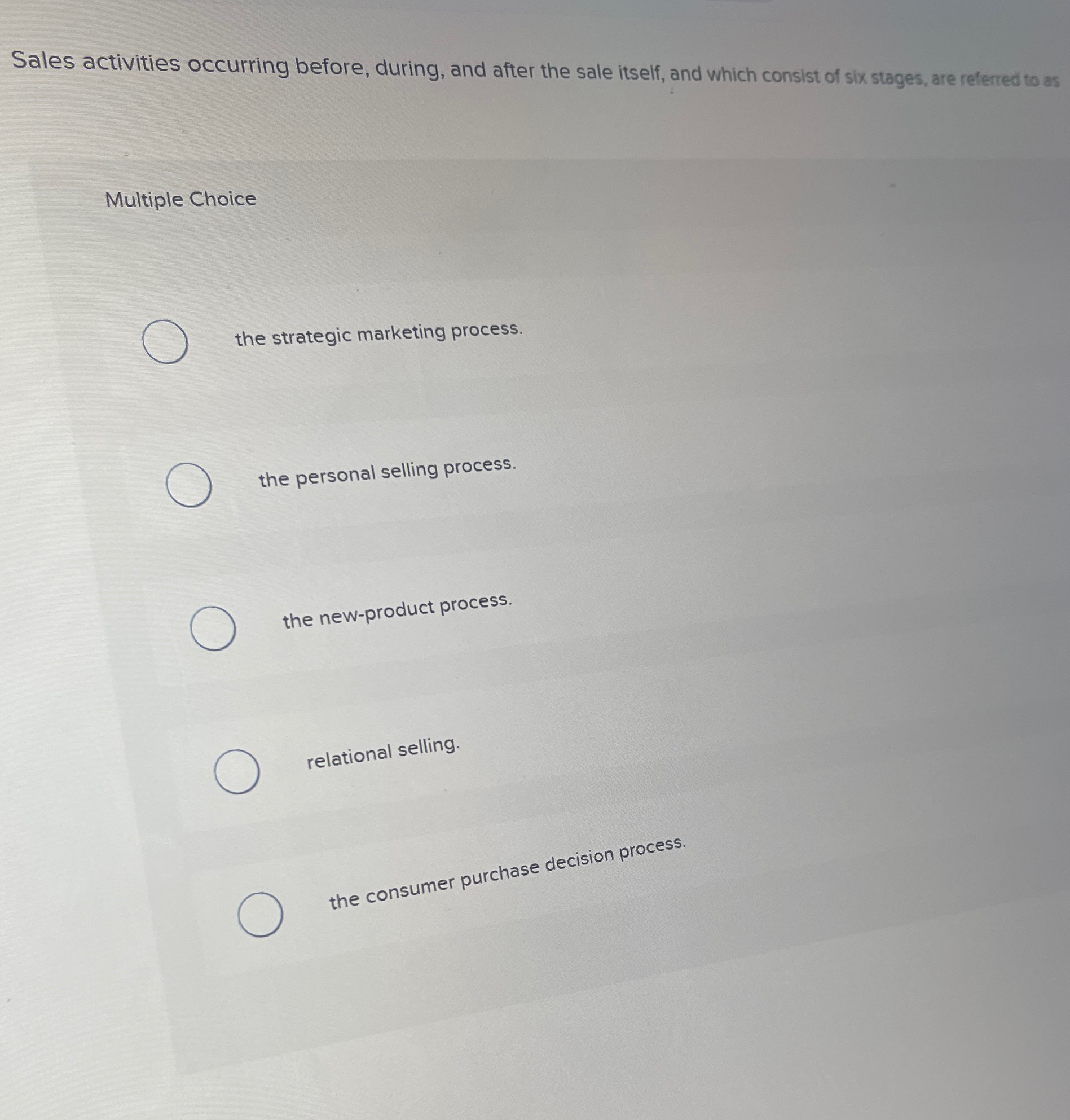 Solved Sales activities occurring before, during, and after | Chegg.com