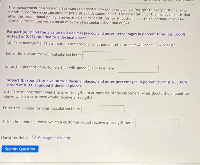 Solved The management of a supermarket wants to adopt a new | Chegg.com