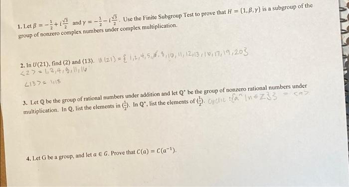 Solved 1. Let B =-and y=-- Use the Finite Subgroup Test to | Chegg.com