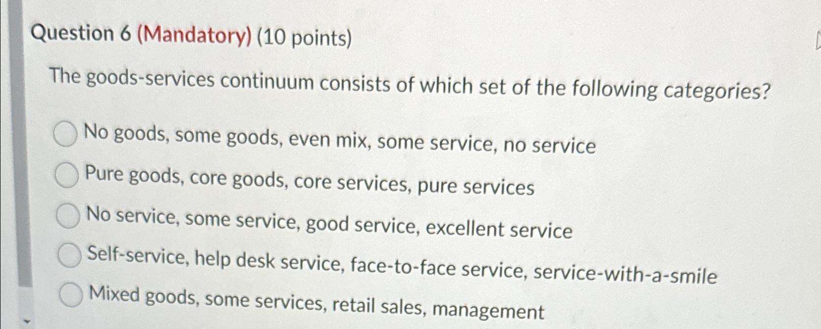 Solved Question 6 (Mandatory) (10 ﻿points)The goods-services | Chegg.com
