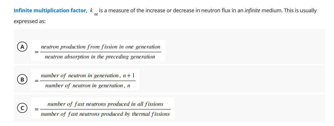 High Quality SOLUTION Infinite multiplication factor, k∞ is ﻿a measure ...