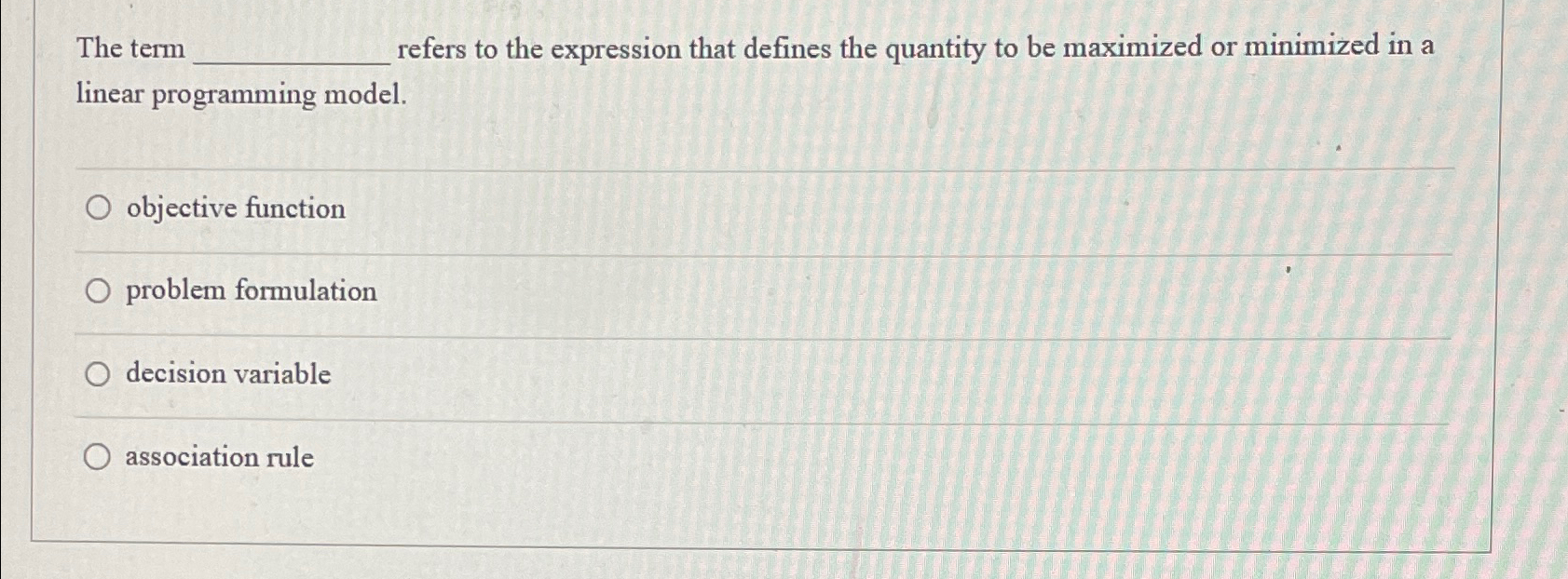Solved The term refers to the expression that defines the | Chegg.com