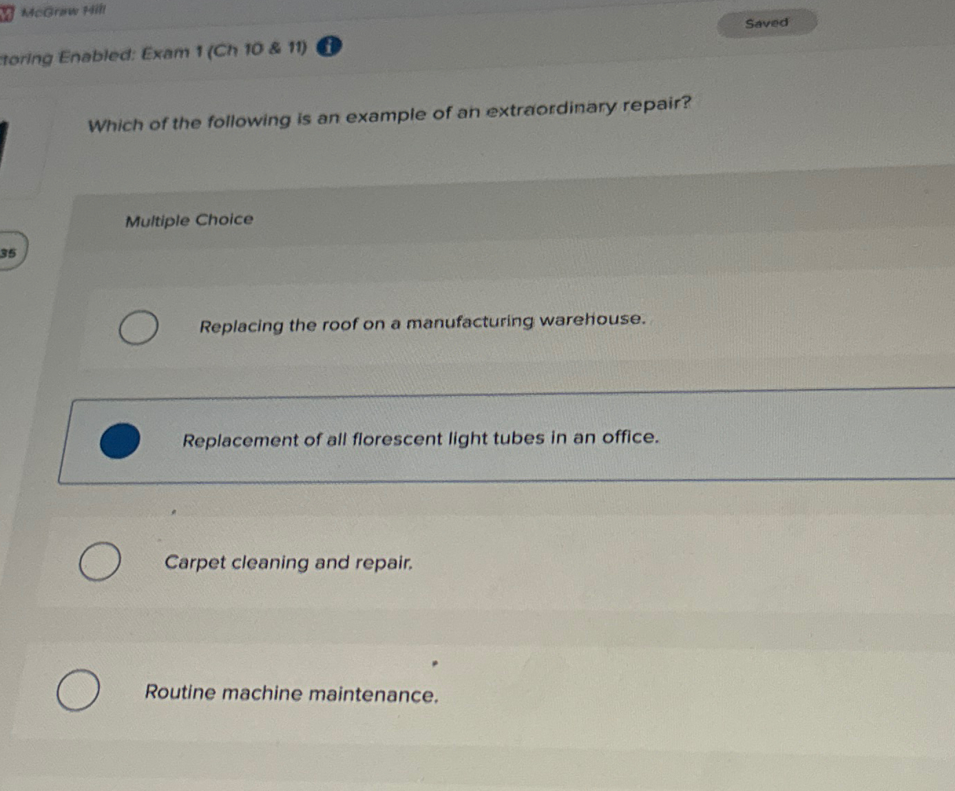 Solved Mecraw Hilitoring Enabled: Exam 1 (Ch 10 ﻿& | Chegg.com