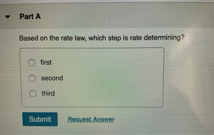 Solved Part A Based on the rate law, which step is rate | Chegg.com
