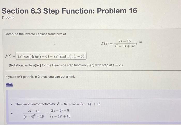 Solved Section 6 3 Step Function Problem 16 1 Point