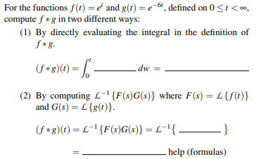 Solved For the functions f(t)=et ﻿and g(t)=e-6t, ﻿defined on | Chegg.com