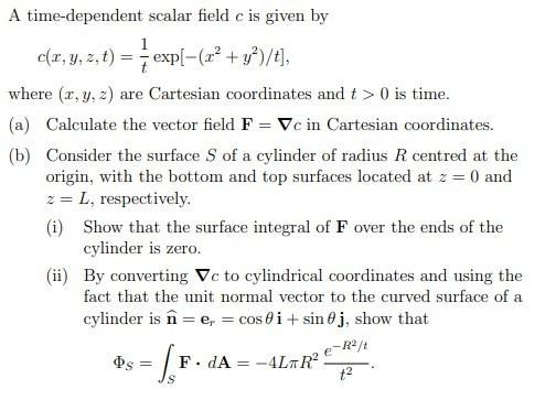 A time-dependent scalar field c is given by | Chegg.com