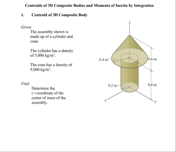 Centroids of 3D Composite Bodies and Moments of | Chegg.com