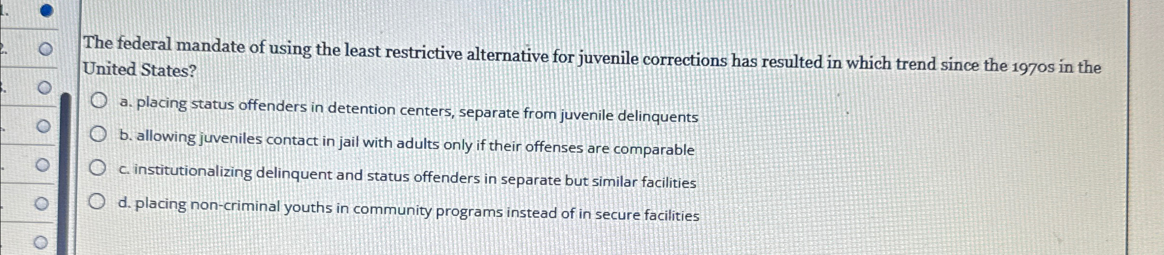 Solved The federal mandate of using the least restrictive | Chegg.com