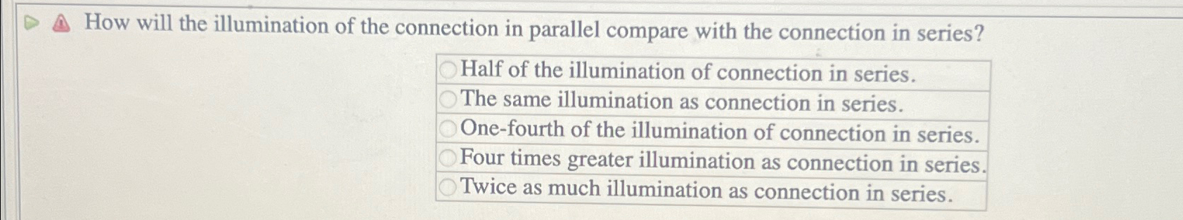 Solved How will the illumination of the connection in | Chegg.com
