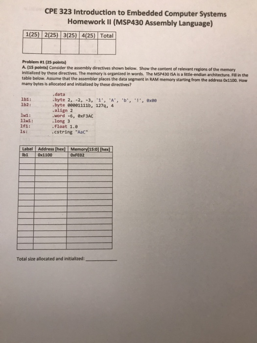 CPE 323 Introduction to Embedded Computer Systems | Chegg.com