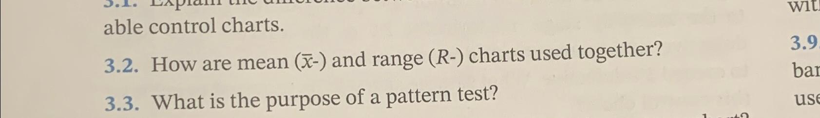 Solved able control charts.3.2. ﻿How are mean (x‾-)and range | Chegg.com